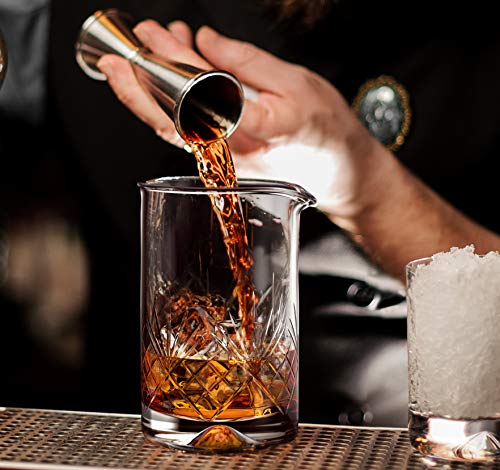 Mofado Crystal Cocktail Mixing Glass - 24oz 710ml - Thick and Sturdy Bottom, Durable - Premium Seamless Design - Professional Quality