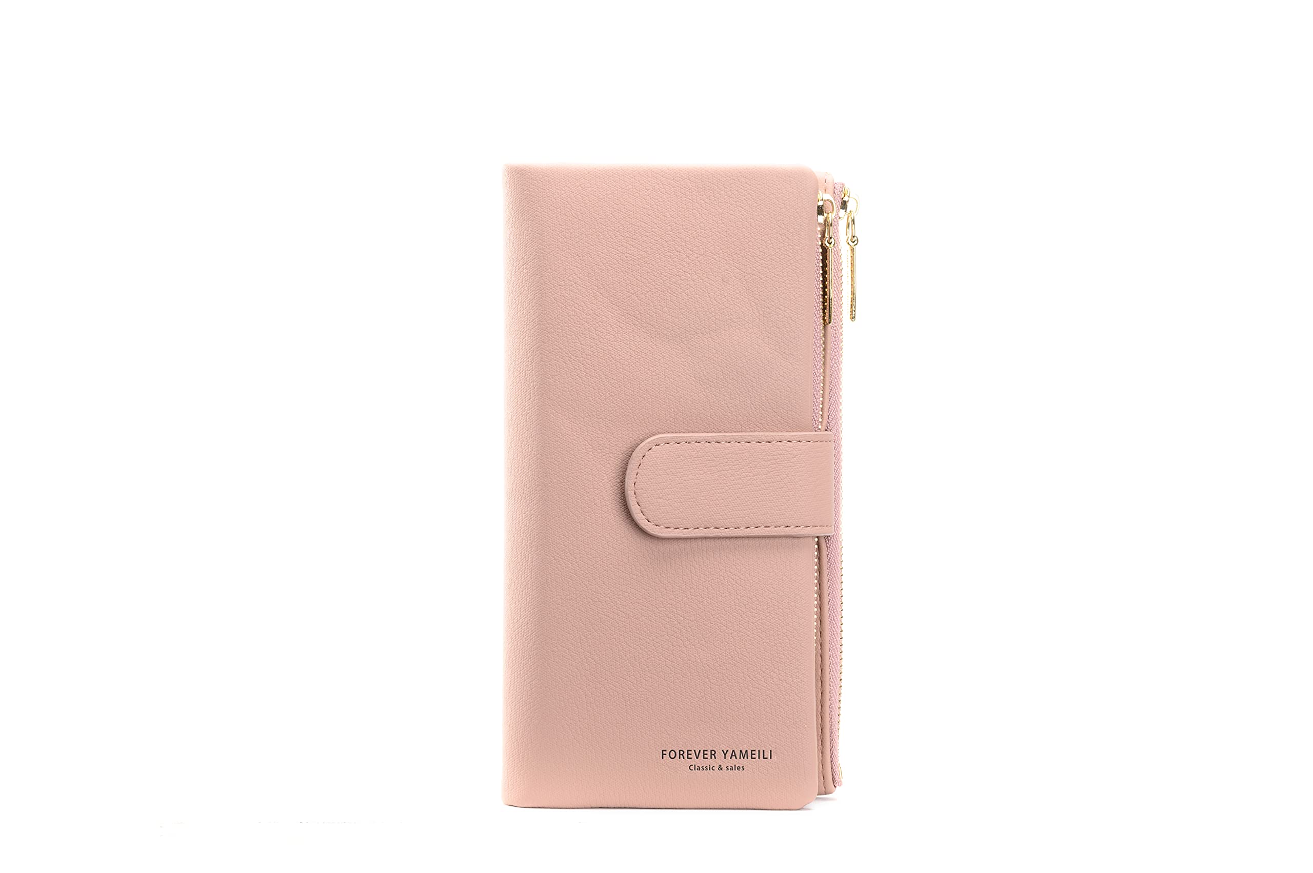 Forever yameili Wallets for Women PU Material Portable Lady Wallet Large Capacity Credit Card Wallet (Pink)