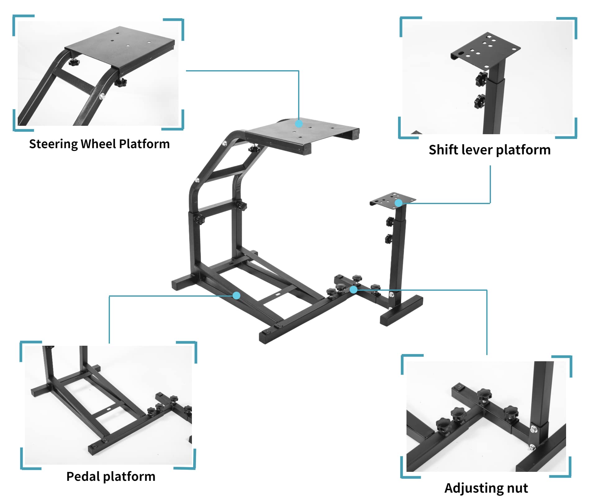 Anman Foldable Racing Steering Stand Fit for Logitech G27 G29 G920 G923 Adjustable Racing Simulator Cockpit Steering Wheel Shifter Pedals NOT Included