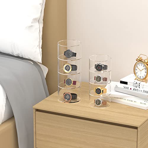 Belt Organizer Masqudo Acrylic 8 Pack Belt Holder Dispaly Case Storage Holder for Watches, Jewelry, Makeup, Bracelets, Rings