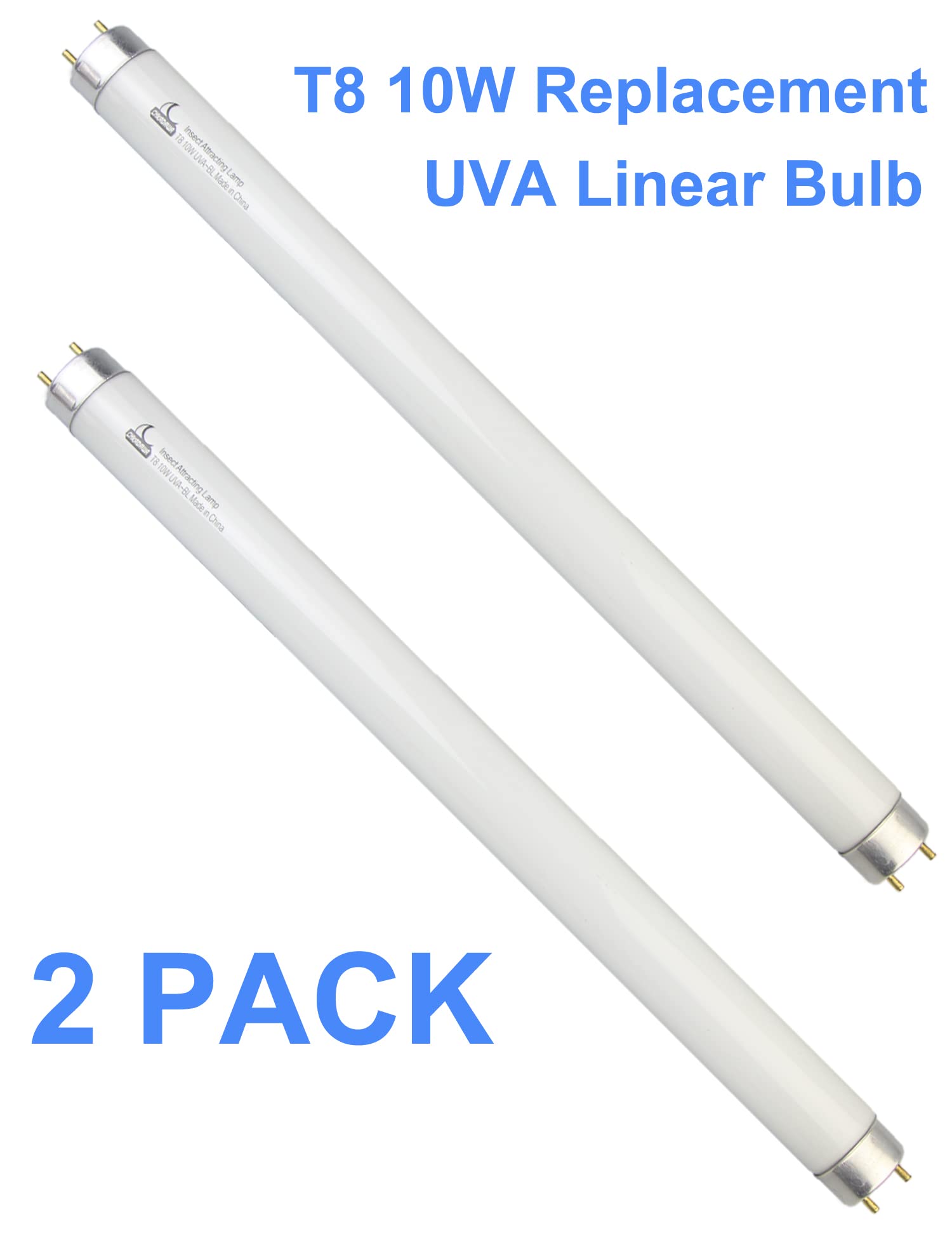 CHKADAWA BL T8 F10W 2 Pack Replacement Bulbs for Aspectek, LiBa 20W Indoor Device, F10T8 BL368nm 10 Watt Tube G13, 13'' Linear Black Light Fluorescent Tube.