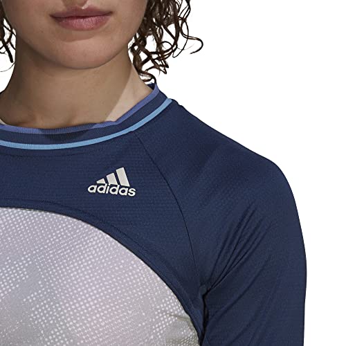 adidas womens Match Shrug PB Long Sleeve Tee Crew Navy/Alumina Small