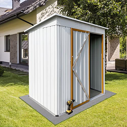 Goohome Sheds & Outdoor Storage, Metal Garden Storage Shed 5 x 3 FT, Anti-Corrosion Storage House with Single Lockable Door, Tool Storage Outdoor Shed for Backyard Garden Patio Lawn Furniture