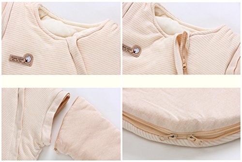 OuYun Baby Organic Sleeping Bag Autumn Detachable Sleeve Wearable Blanket,Small,2.5 Tog