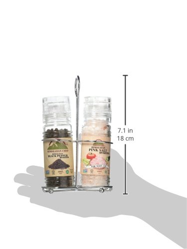 Himalayan Chef Pink Salt and Black Pepper Grinder Set – Refillable Glass Grinder, 5.3 Ounce, Non-GMO, Vegan & Kosher Certified, Perfect for Cooking and Seasoning