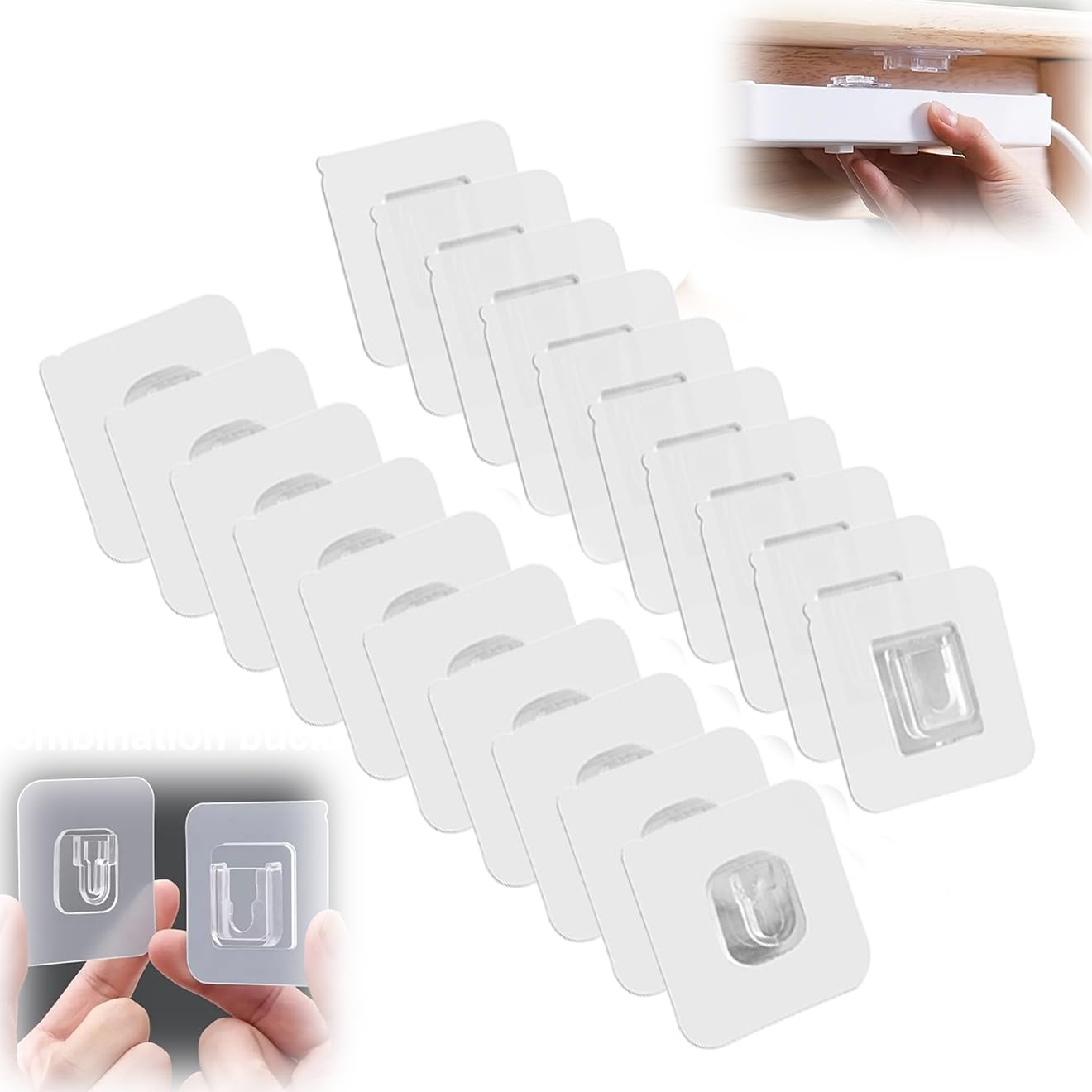 ANYSENT Transparent Double Sided Adhesive Wall Hooks,No Damage Wall Hooks,Nail Free Self Adhesive Hooks for Bathroom Kitchen Office Hanging (10 Set)