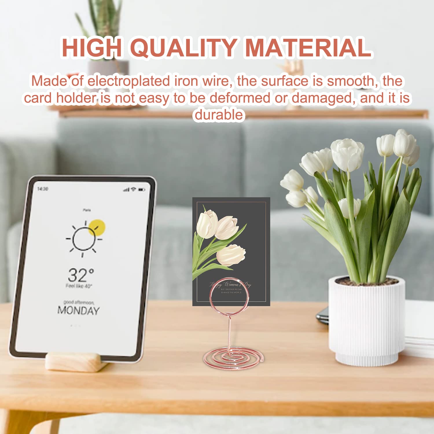 MLURCU Table Number Holders 24PCS Mini Place Card Holders 2 Inch Short Wire Picture Holders Table Number Stands for Wedding Reception Graduation Party Restaurant Photo Menu Memo Holder(Rose Gold)