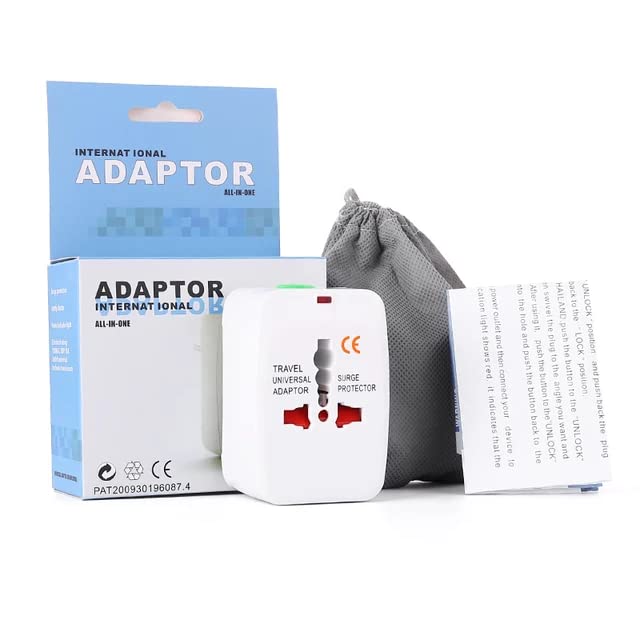 Fortuna Mille Travel Adaptor, Universal Power Converter for 150+ Countries, Multi Plug for UK/US/AU/EU/CA, White