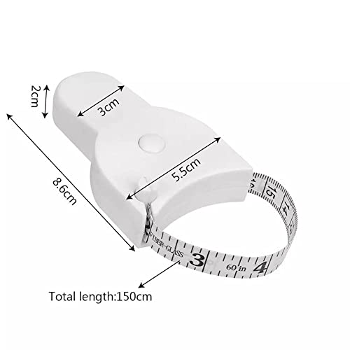 Body Tape Measure, Automatic Retractable Tape Measure, Portable Measuring Tape, Arm Chest, Waist Measurement Tape, Plan Tape Measure.(White)