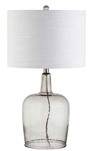 JONATHAN Y JYL4003A Augustine 26" Glass LED Table Lamp Modern Contemporary Bedside Desk Nightstand Lamp for Bedroom Living Room Office College Bookcase LED Bulb Included, Smoke Gray