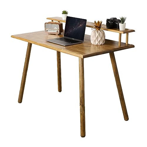 BAROKKO Solid Wood Desk 46"; Computer Desk;Home Office Desk with Monitor Shelf