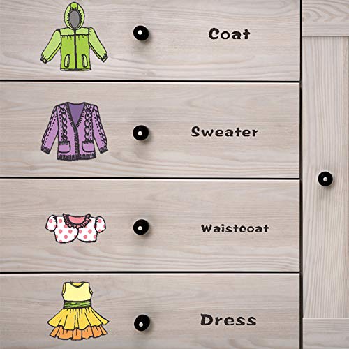 Maydahui 2 Sheets(31 Count) Dresser Clothing Decals 11 * 11inch Boys Girls Clothing Sort Wall Sticker Removable Clothes Classification Label for Wardrobe Drawer Organizing Home Bedroom Decoration