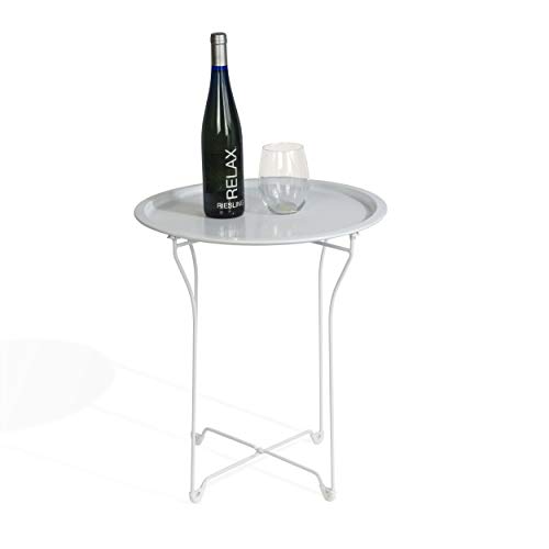Atlantic urbSPACE Metal Side Table - Stylish Folding Tray Table, Sturdy Steel Construction with Wear-Resistant Powder Coating, PN in White