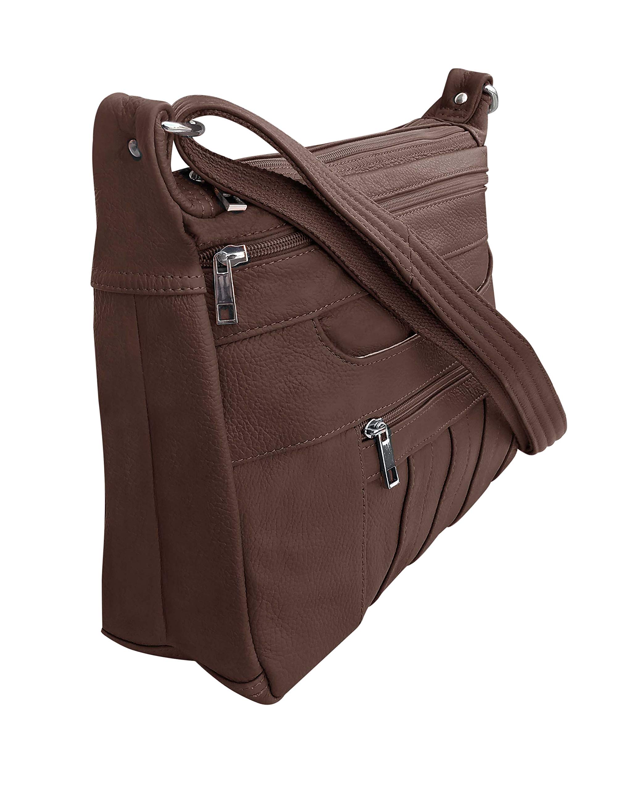 Brown Leather Concealed Carry Handbag Roma 7082
