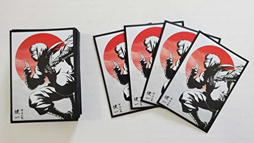 Fantasy North - Kenichi - Shadow Clan Ninja - 100 Smooth Matte TCG Trading Card Sleeves - Black Border - Fits Magic MTG Commander Pokemon and Other Card Games - Playing Card Sleeves