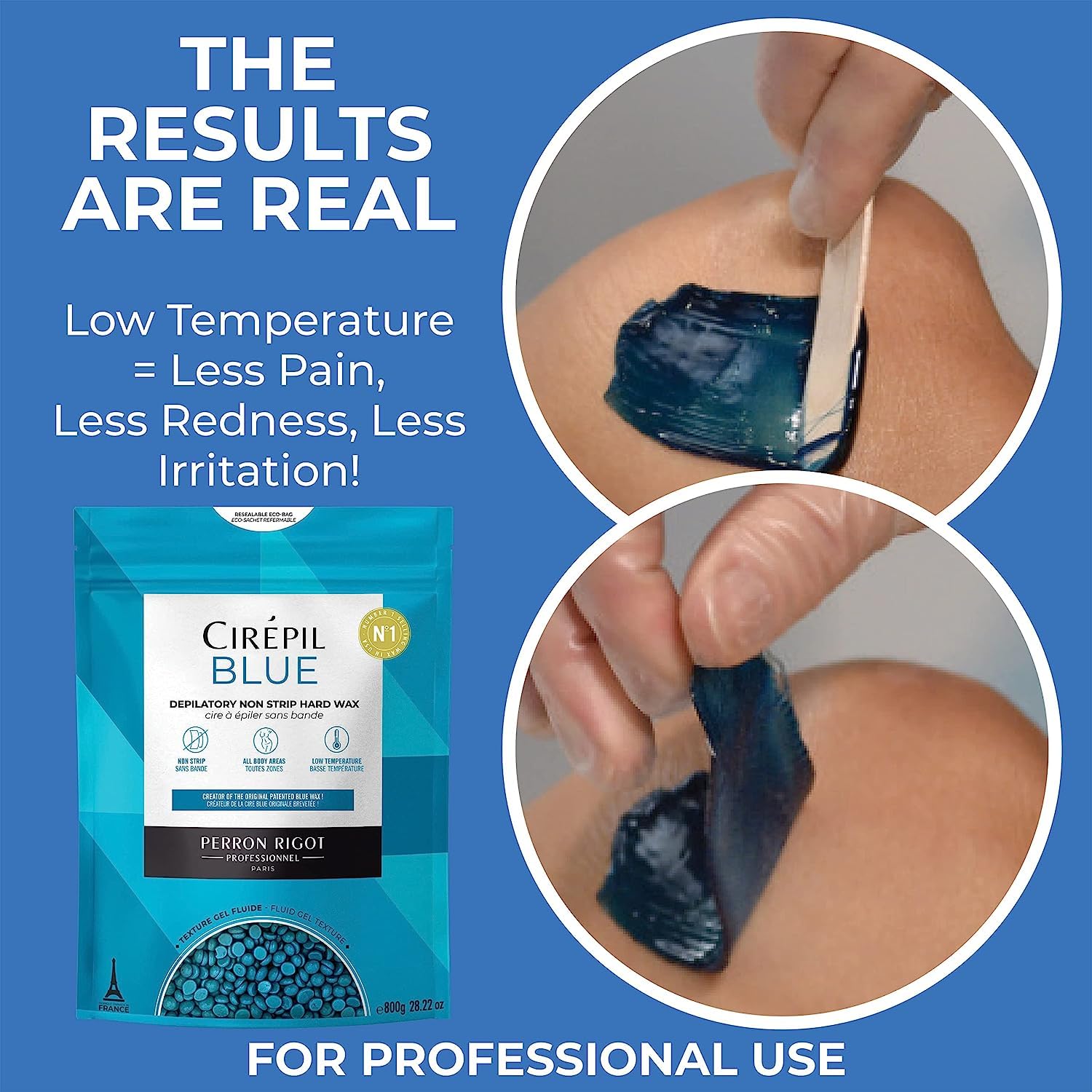 Cirepil Blue 400g Unscented All-Purpose Wax Beads - Perfect for Sensitive Skin, Easy Removal Peel-Off Texture, Fluid Gel, NO STRIP NEEDED