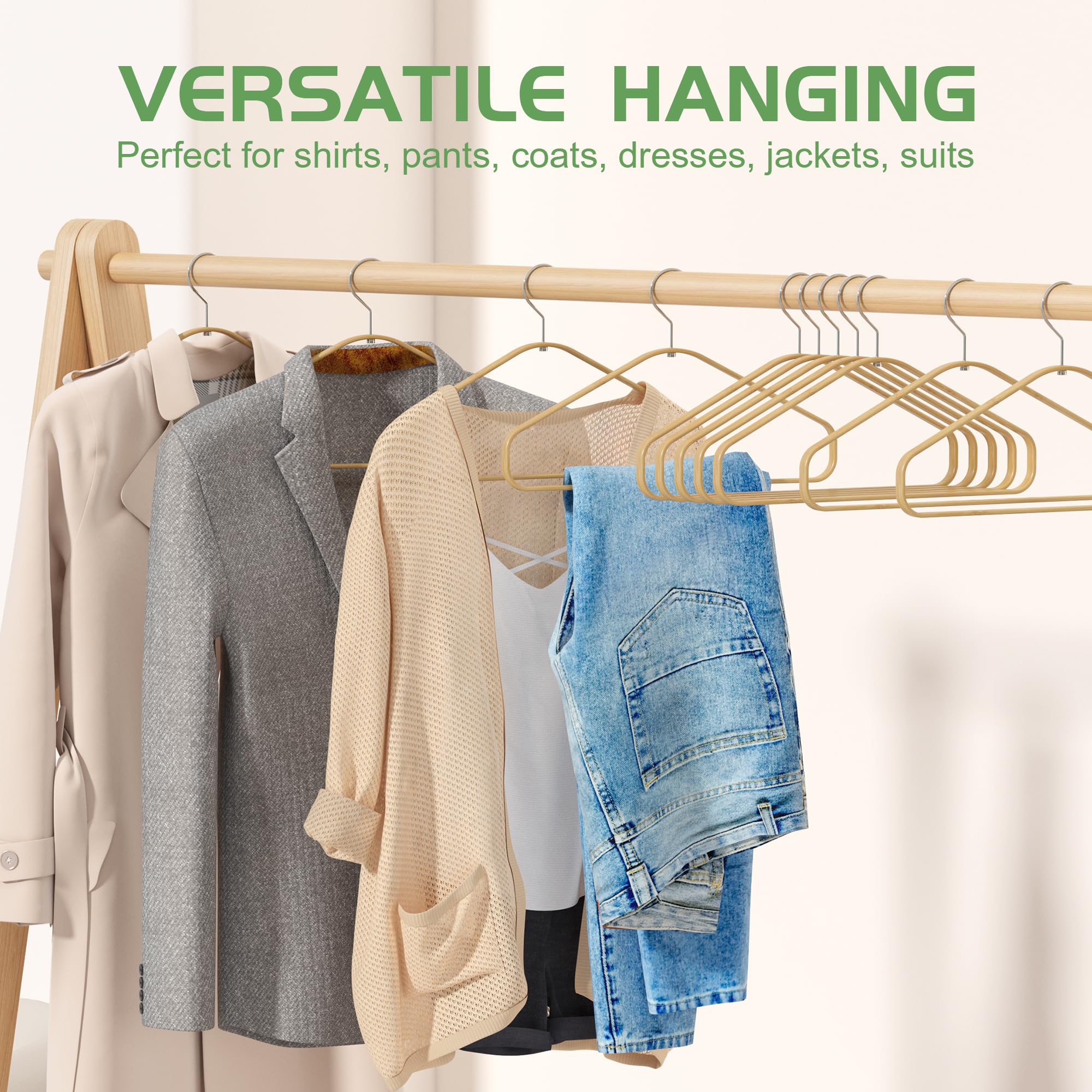 APRTAT Bamboo Hangers 20 Pack - Durable & Slim Coat Hanger - Suit Hangers with 360-Degree Rotatable Hook, Suit Hangers for Clothes, Jacket, Shirt, Tank Top, Pant (Natural-1, 20)