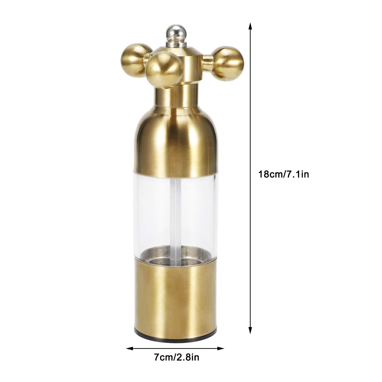 BORDSTRACT Pepper Grinder, Stainless Steel Salt and Pepper Grinder Salt Spice Mill Adjustable Coarseness Grinder, Seasoning Grinding Kitchen Tool for Cooking Gold)