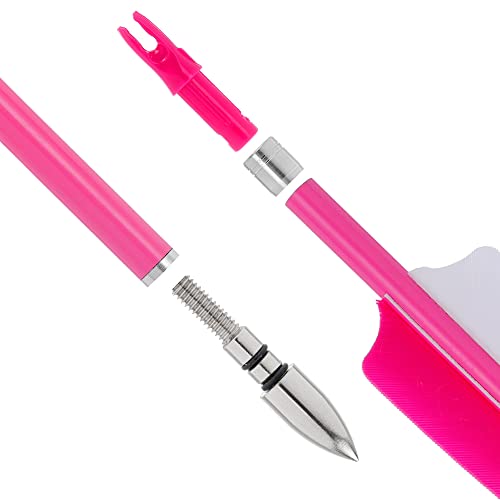 annastar 30" Carbon Feather Arrows Practice Hunting Arrows Spine 300 340 400 500 600 700 800 for Recurve Bow & Compound Bow (12 pcs) (30inch Spine 500, Pink)