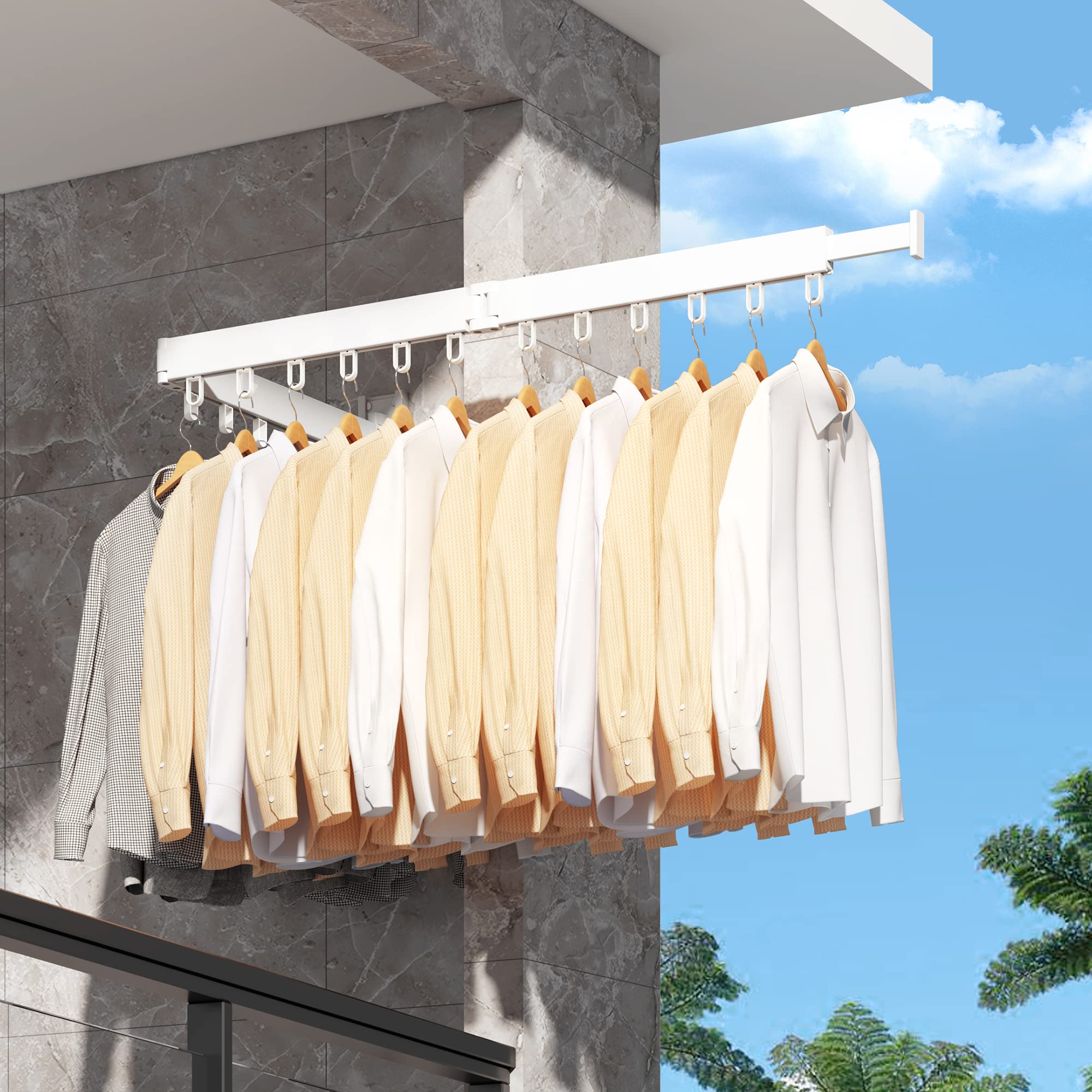BOQORAD Wall Mounted Drying Rack,Clothes Drying Rack,Laundry Drying Rack,Collapsible Drying Racks for Laundry,Retractable Drying Rack Clothing,Clothes Dryer Rack,Clothes Hanging Rack