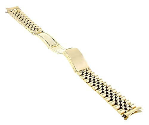 Ewatchparts 19MM JUBILEE WATCH BAND COMPATIBLE WITH ROLEX DATE 1500 1550 OYSTER PERPETUAL 18K GOLD COLOR
