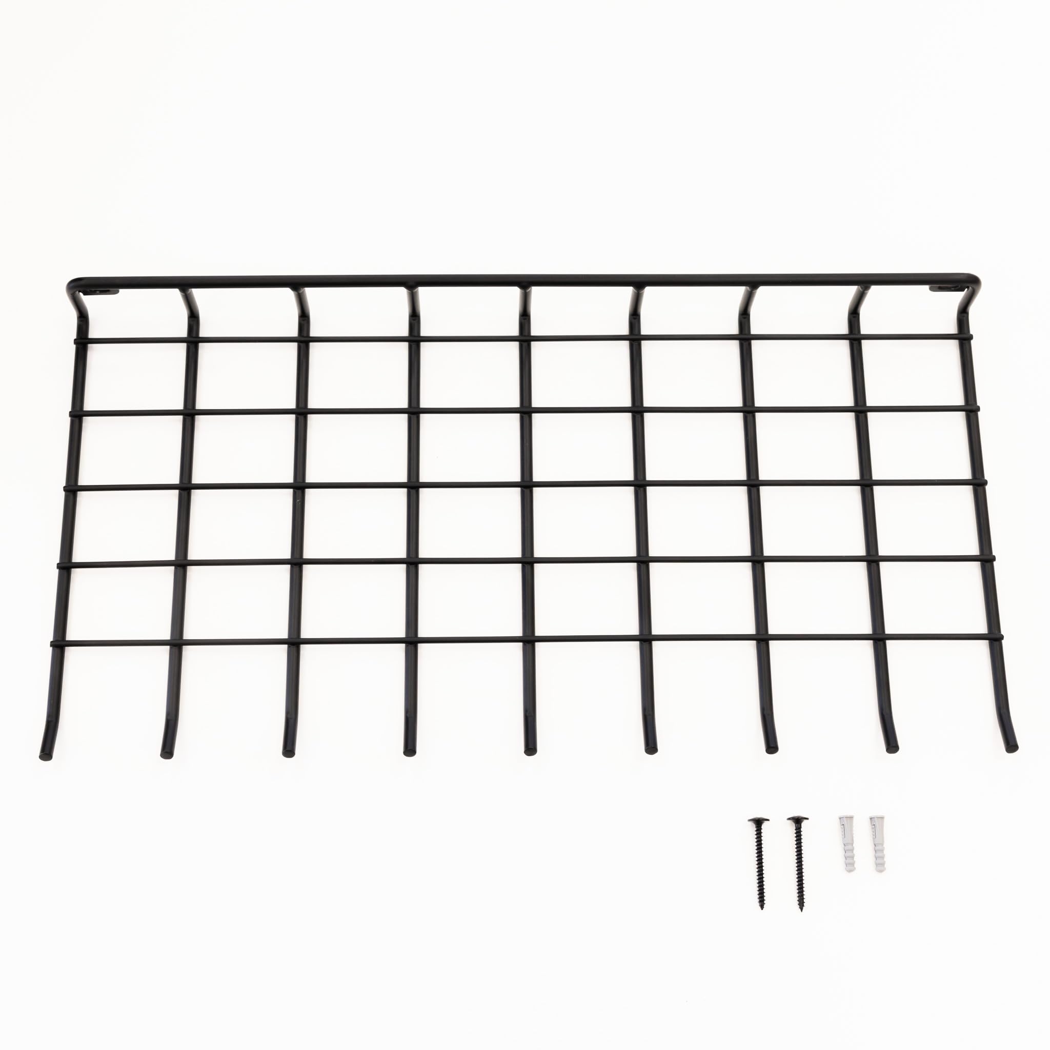StoreYourBoard The Afton Laundry Room Shelf, Wire Shelving Wall Mounted, Hanging Hooks for Broom and Mop, Cleaning Supplies Shelf for Home and Garage, 17.5" x 9"