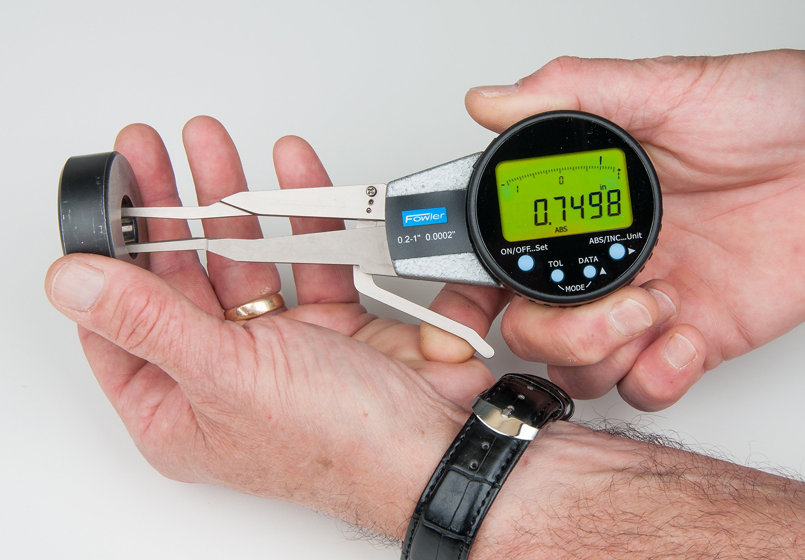 Fowler 54-554-622 Internal Electronic Caliper Gage, 0.200-1" Measuring Range, 0.005" Resolution, 0.0008" Accuracy