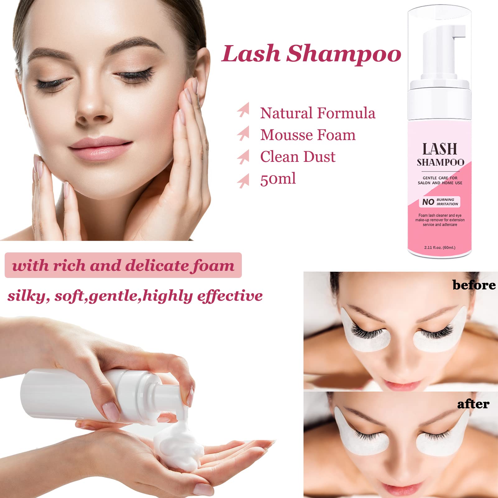 AREMOD Lash Cleaning Kit for Lash Extensions Eyelash Extension Cleanser with USB Lash Fan,60ml Lash Shampoo,Mascara Brush Cleaning Brush and Wash Bottle for Eye Makeup Remover(BLACK)