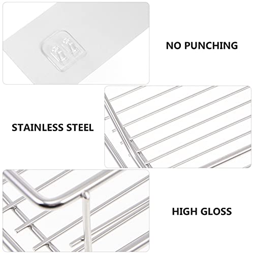 Cabilock 3sets Shampoo Xcm Display Shelf Stainless Soap Hand Toiletry Shower Tissue Drilling Baskets Storage Dish Silver Steel Nail- free X. Kitchen Towel Organizing Floating Wire