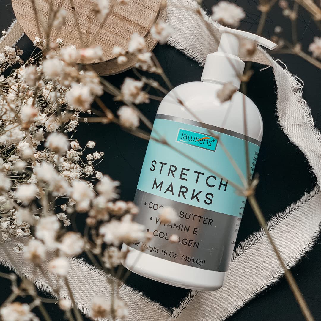 Lawrens Strech Marks Cocoa Butter with Vitamin E and Collagen - Minimizes Apperence of Stretch Marks - Moisturizes skin - 16 oz
