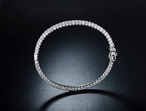 Barzel 18K Gold Plated Crystal Bling Eternity Bangle Bracelet (Silver)