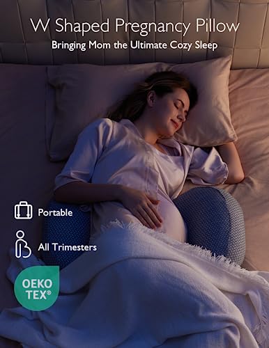 Momcozy Pregnancy Wedge Pillow for Sleeping, Portable Maternity Pillow for Side Sleeper, Support for Back, Belly, Hips for Pregnant Women, Adjustable Travel Pregnancy Pillow, Grey