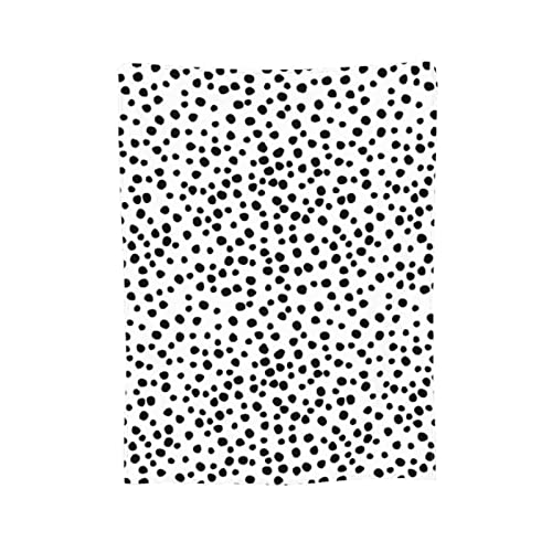 Black White Polka Dots Blanket for Adults Women Soft Flannel Throw Blankets Lightweight Warm Leg Blanket for Winter Couch Bed 50 x 60 in