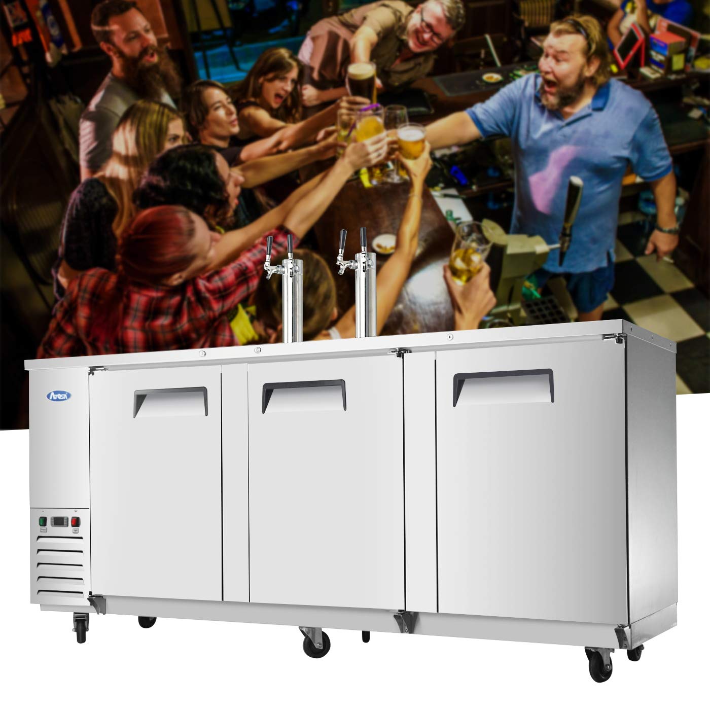 Atosa Kegerator Refrigerator Commercial Beer Cooler, MKC90 Keg Coolers with Tap, Three Doors for Bar, 30.1 Cu.Ft. 33?-38?