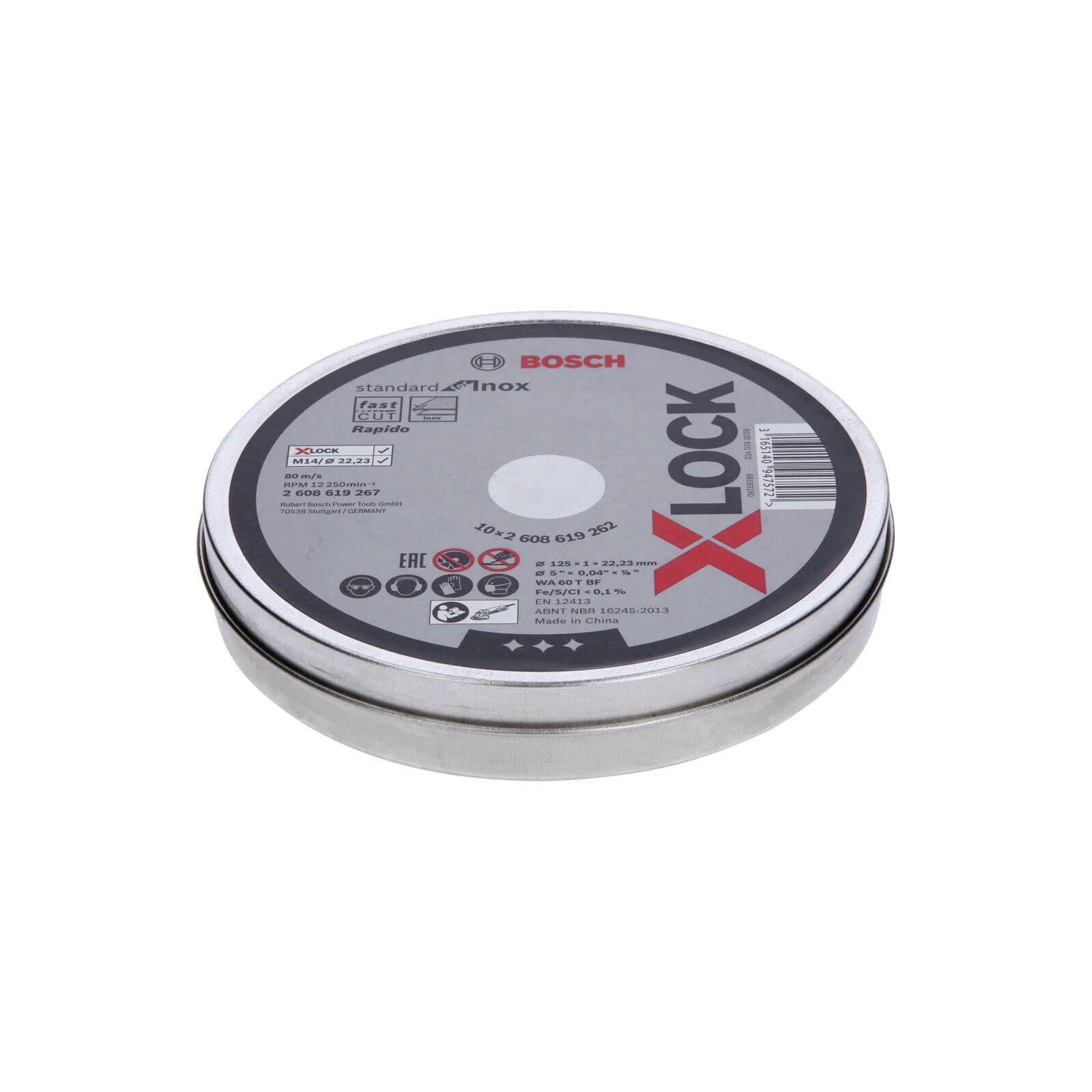 Bosch Professional 1x Standard for Inox X-LOCK Cutting Disc (for Stainless Steel, Ø 125 x 1 x 22,23 mm, Straight, Accessory Angle Grinder)