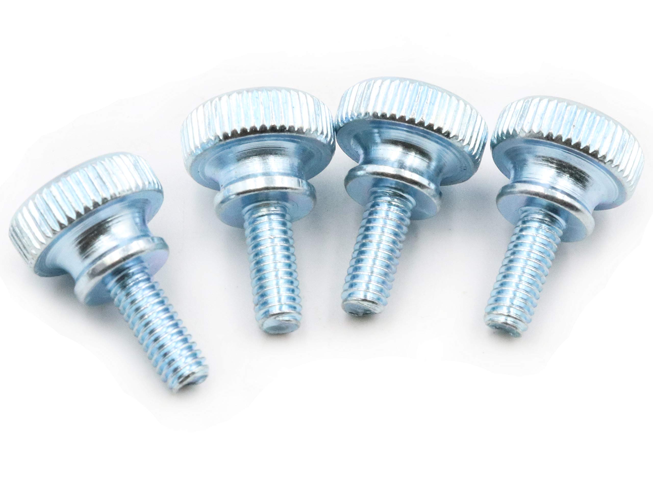 LBY 30pcs Knurled Hand Screw, M4 x 10mm Flat Knurled Head Fully Threaded Thumb Screws(Double Layer Step), Carbon Steel Galvanize