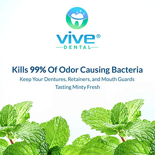 Vive Dental Retainer & Denture Tabs - Cleaner Tablets - for Mouthguard, Night Guard, Removable Partial or Full False Teeth - Overnight, Antibacterial Cleanse - Cleaning Removes Stains, Plaque, Odor