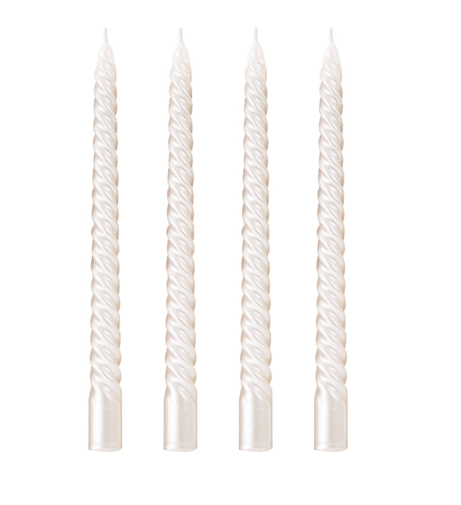 Wrcevtor 10 inch Taper Candles Set of 4 |7.5 hrs Clean Burning Unscented, for Wedding, Parties,Home Decor and Special Occasions,Long Candle Sticks, Spiral Candle Christmas Candles (10 INCH, White)