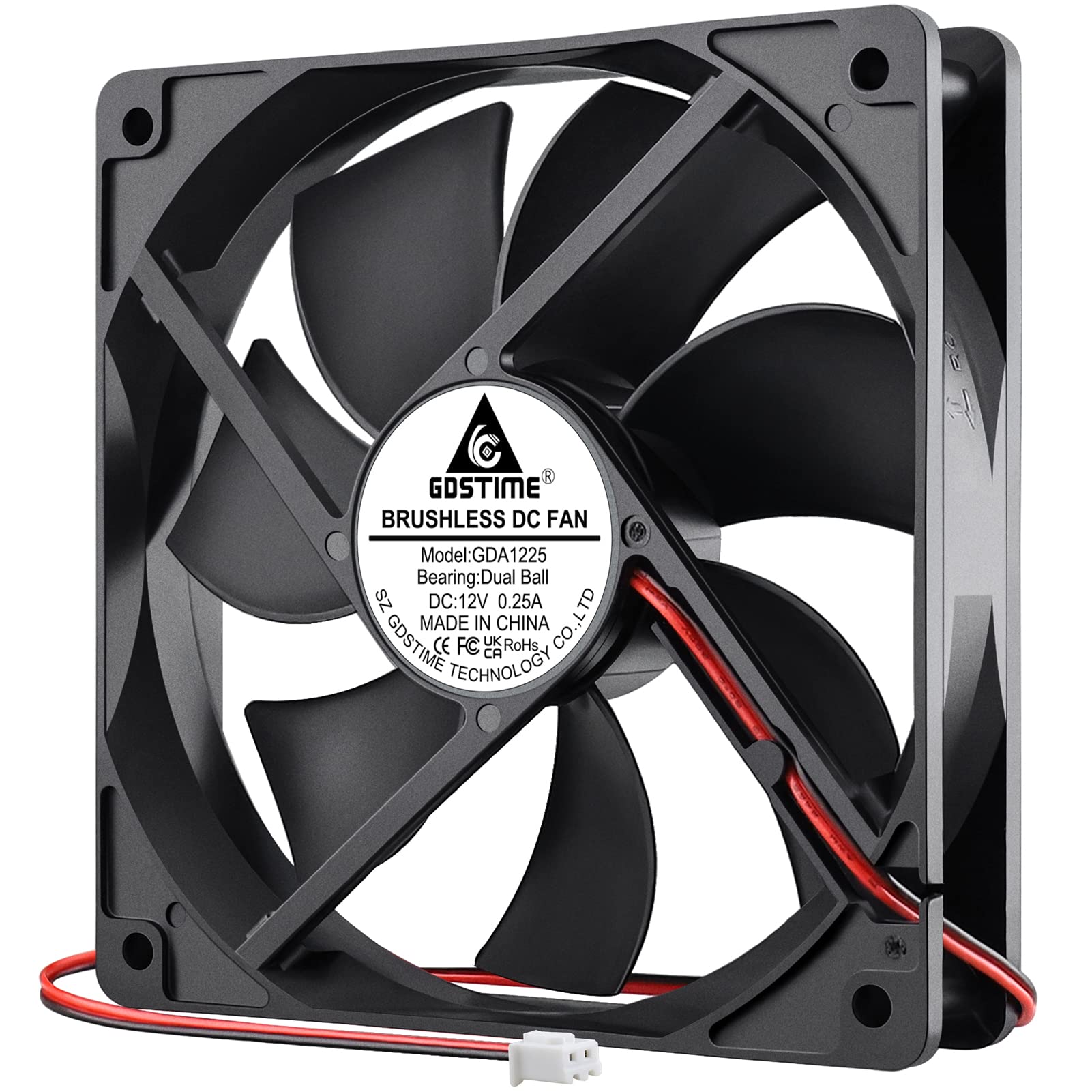 GDSTIME Dual Ball Bearings 120mm x 120mm x 25mm 5 inch 12v Brushless DC Cooling Exhaust Fan, For Desktop