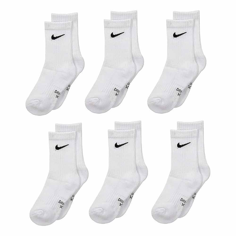 Nike Dri-Fit Performance Basic Crew (Toddler/Little Kid) White 5-7 (10 Toddler-3 Little Kid)