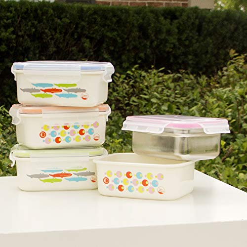 Innobaby Keepin' Fresh Stainless Bento Snack or Lunch Box with Lid for Kids and Toddlers 15 oz, BPA Free Food Storage, Blue Alligator