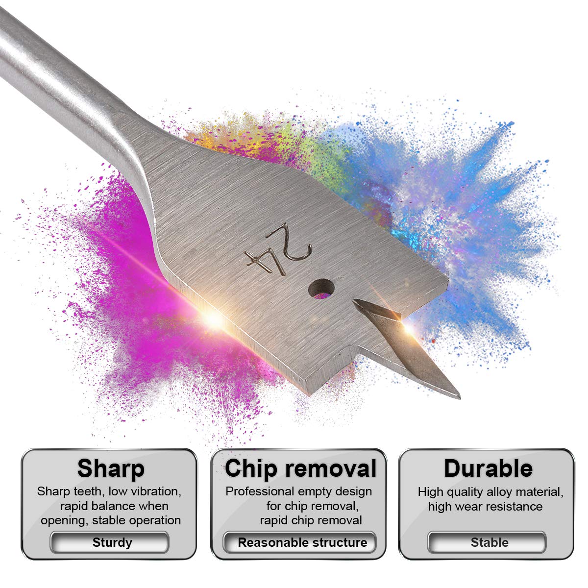 HOHXEN High Speed Steel Wood Boring/Spade/Paddle - Drill Bit Set 12-40mm