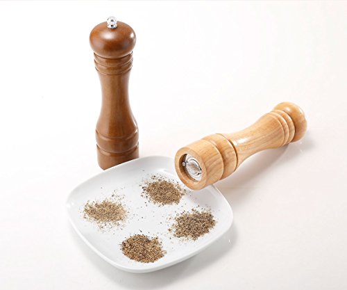 IEOVO 8" Wood Pepper Mill, Solid Wood and Adjustable Ceramic Grinder, Brown…