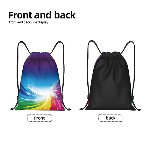 Adasomu Rainbow Background Portable Drawstring Bags For Women/Men, Lightweight Drawstring Backpack For Gym Yoga Shopping Trip
