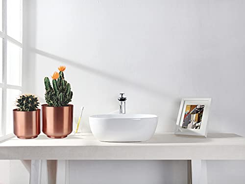 Vixdonos Copper-Tone Metal Succulent Planter Pots, 6/5.2 Inch Plant Pots Pack 2 Flower Pots Indoor with Drainage Hole
