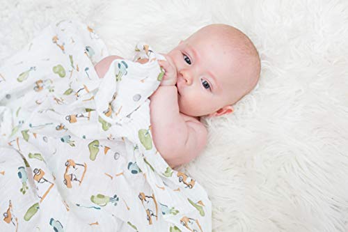 Lulujo Baby Cotton Muslin Swaddle Blanket, 47 x 47-Inch, Golf