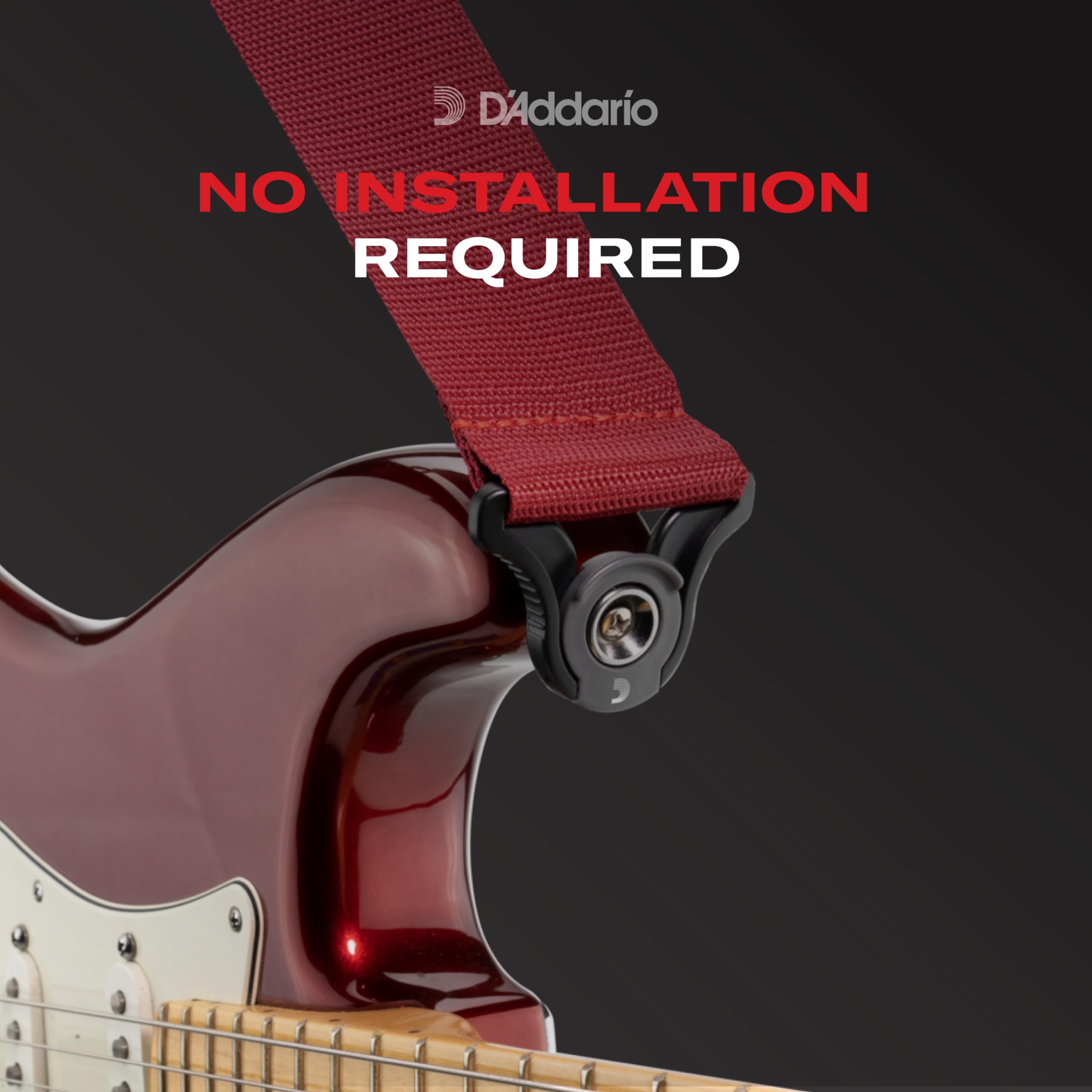 D'Addario Auto Lock Guitar Strap - Guitar Accessories - Electric Guitar Strap, Acoustic Guitar Strap, Acoustic Electric Guitar Strap & Bass Guitar Strap - Polypro- Black