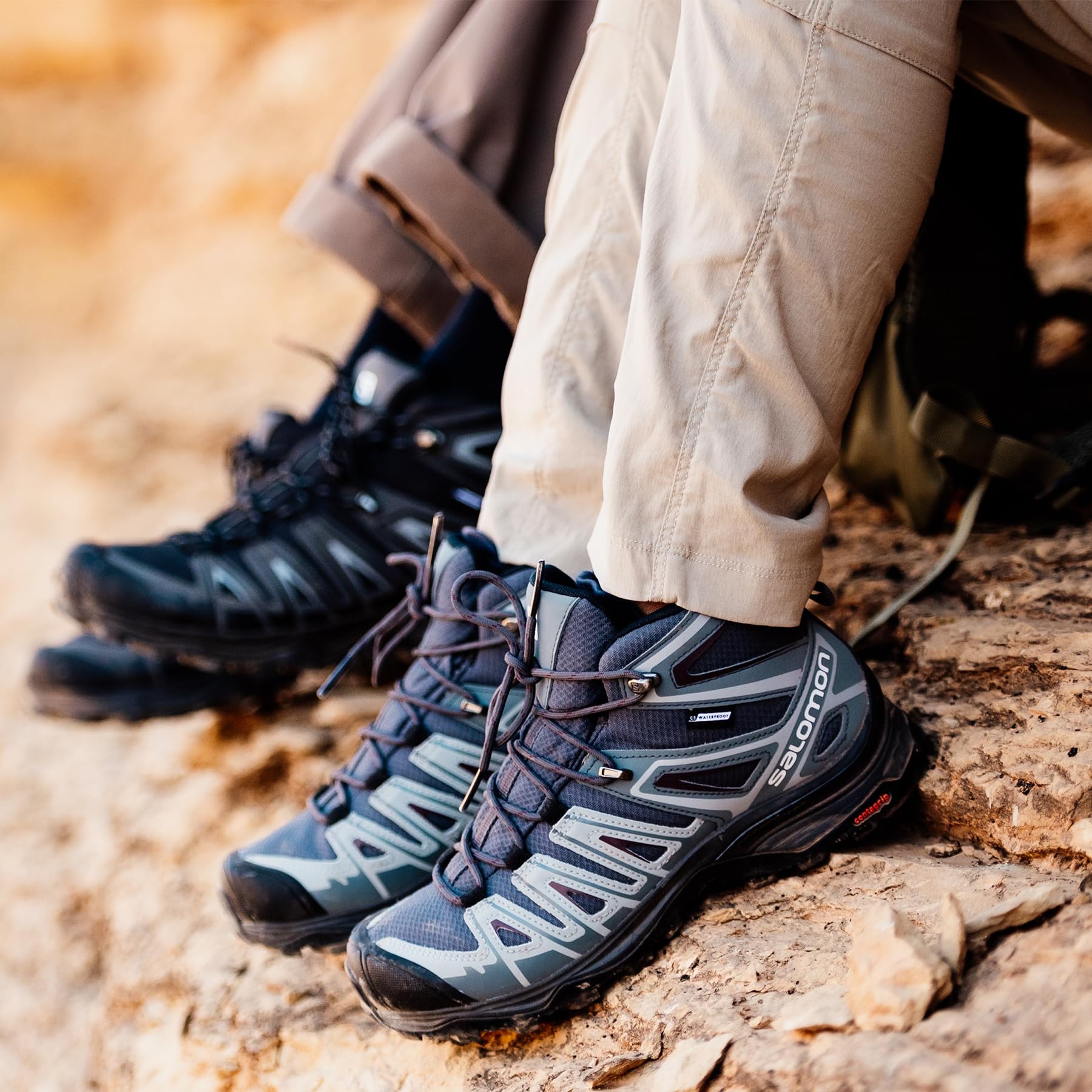 Salomon Women's X ULTRA PIONEER MID CLIMASALOMON™ WATERPROOF Hiking Boots for Women, Ebony / Stormy Weather / Wine Tasting, 5