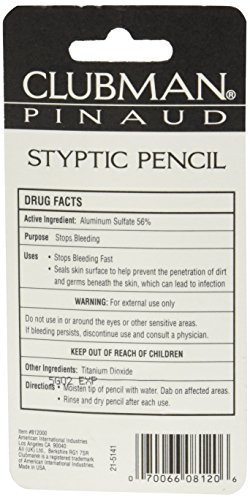 Clubman Pinaud Styptic Pencil Travel Size .33 oz (Pack of 3)