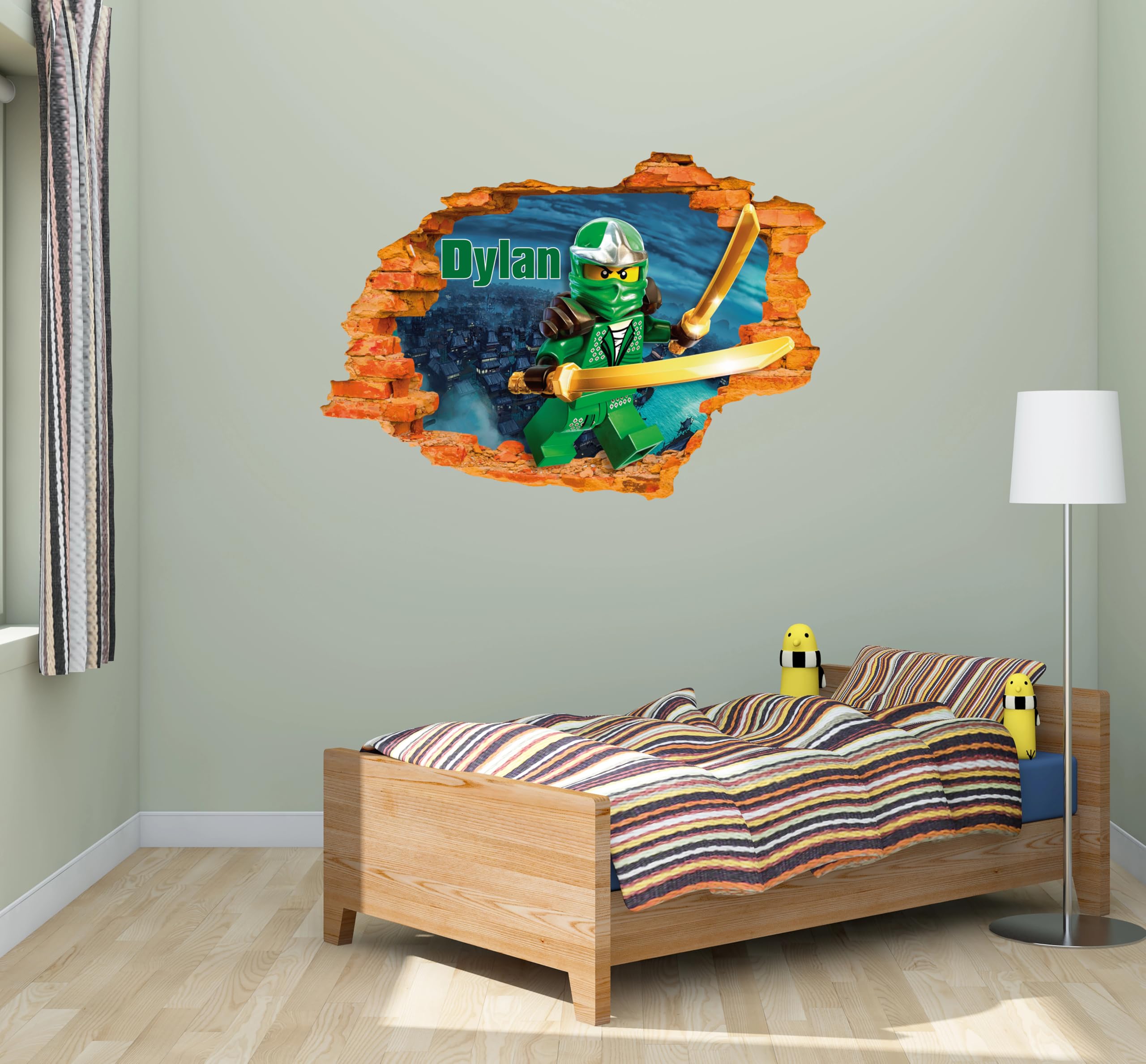 Ninja Custom Name Wall Decal- Personalized Ninja Name Wall Sticker - 3D Wall Effect - Wall Decal for Home Nursery Decoration (Wide 20"x13" Height Inches)